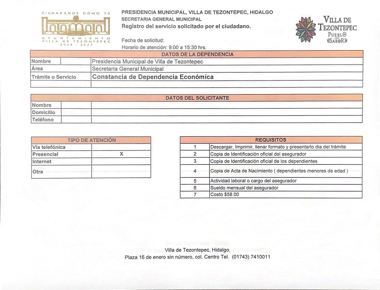 Trámites y Servicios - Ayuntamiento Villa de Tezontepec